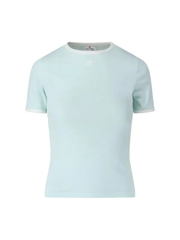 COURREGES Fitted Short-sleeve Crewneck T-shirt - Green