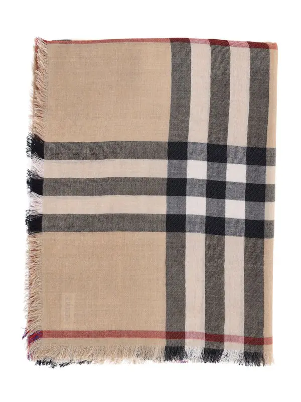 Burberry Fringed Edge Wraparound Scarf - Beige