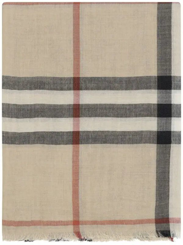 Burberry Fringed Edge Wraparound Scarf - Beige