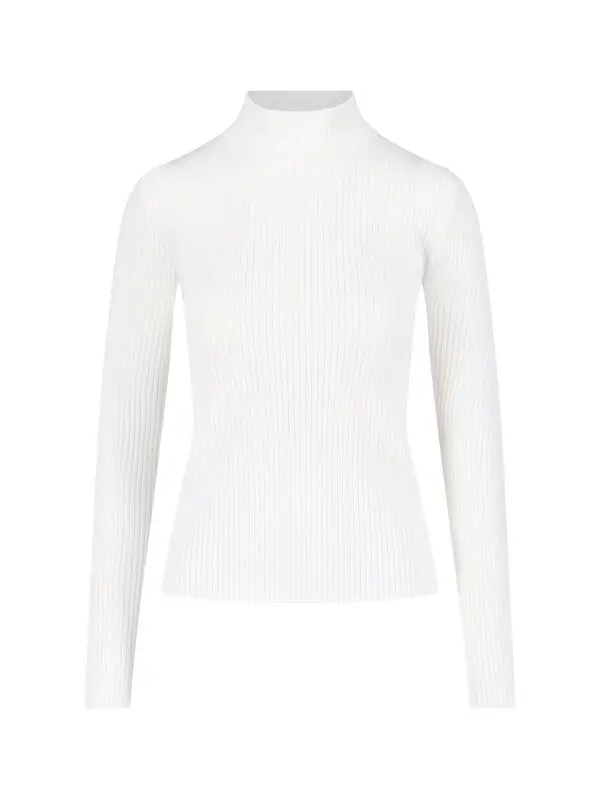 COURREGES Ribbed High Neck Sweater - White