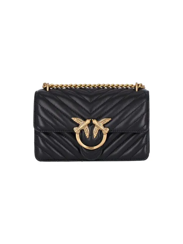 Pinko Goatskin Leather Shoulder Bag With Cotton Lining