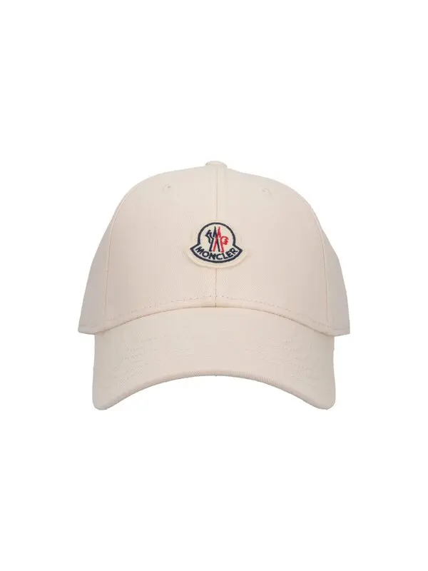 Moncler Baseball Cap In 100% Cotton - White