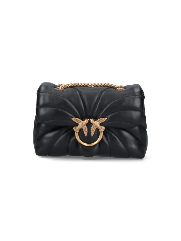 Pinko Quilted Leather Mini Shoulder Bag With Chain Strap - Black