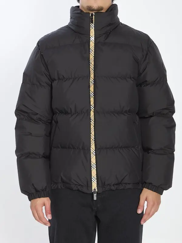 Burberry Down Jacket With Check Finishes