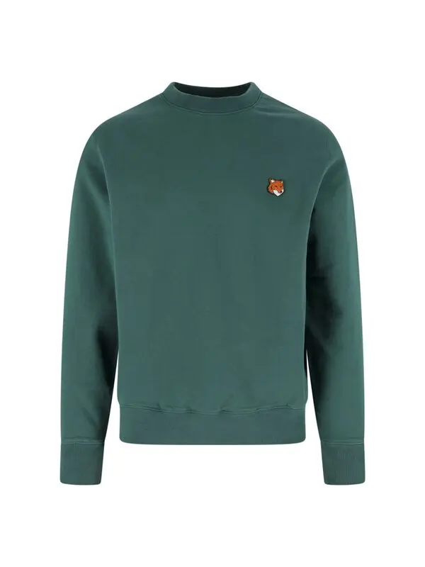 Maison Kitsuné 100% Cotton Crewneck Pullover - Green