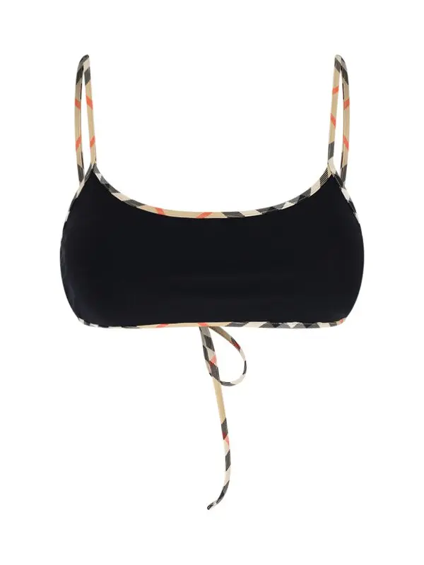Burberry Scoop Neck Swimwear With Tie Fastening - Black