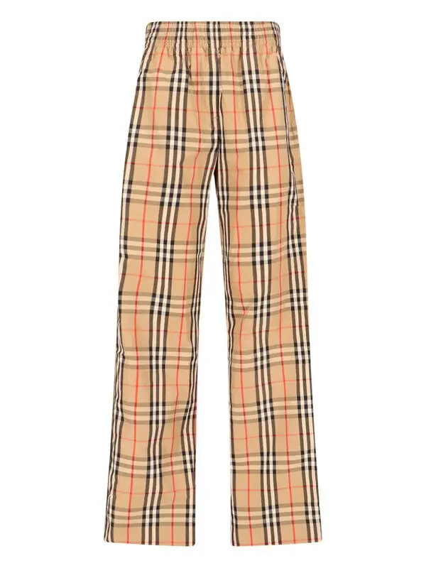 Burberry Plaid Wide-leg Pants - Beige