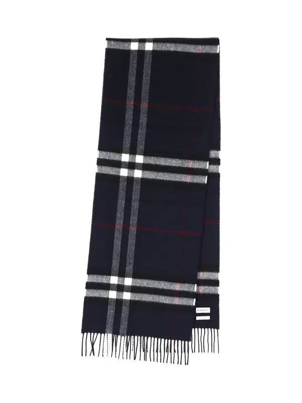 Burberry Plaid Fringe Scarf - Blue