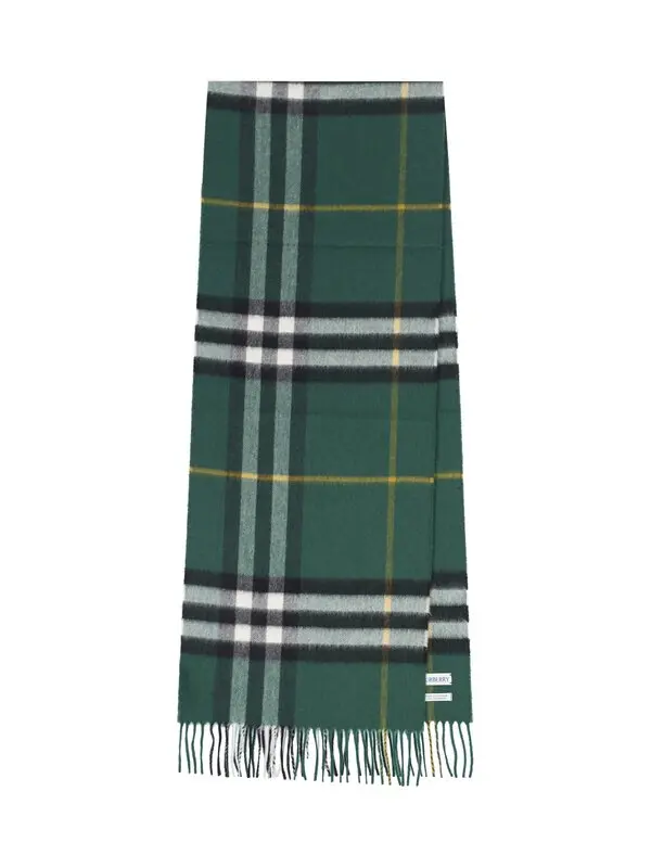 Burberry Plaid Fringe Scarf - Green