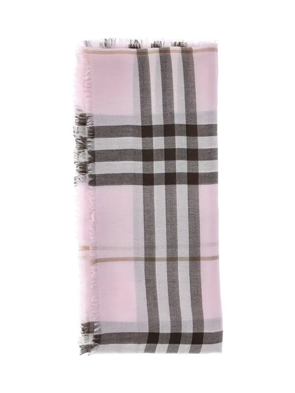 Burberry Plaid Fringe Scarf - Pink