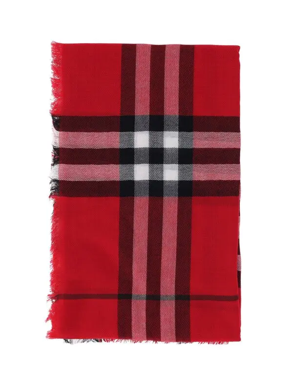 Burberry Plaid Fringe Scarf - Red