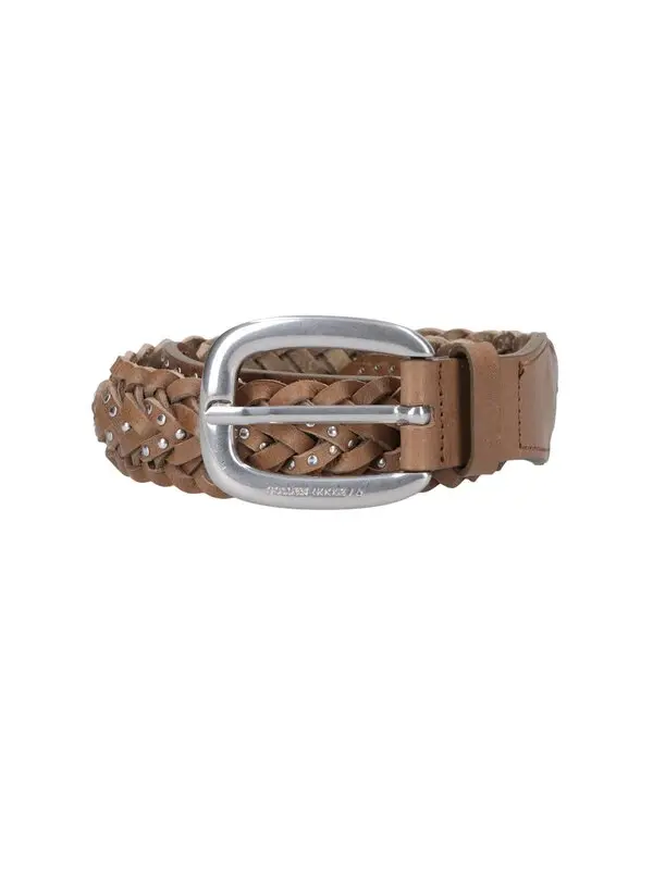 GOLDEN GOOSE Braided Leather Belt With Studs - Green