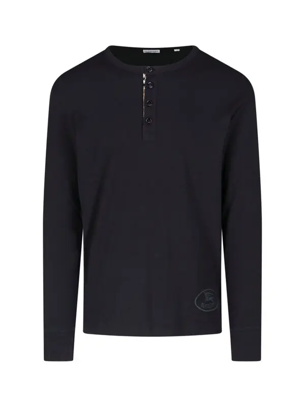 Burberry Long-sleeve Henley Top - Black