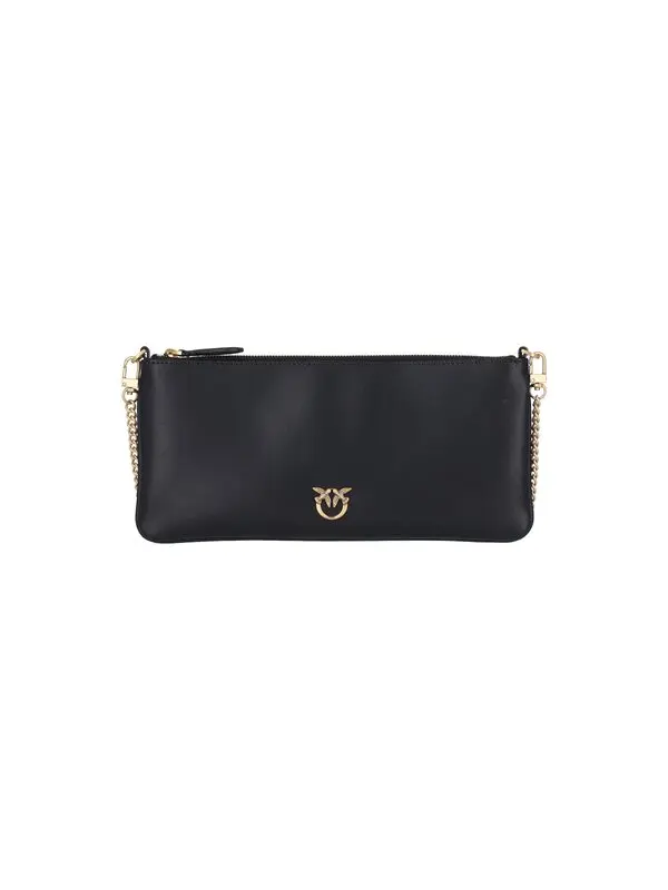 Pinko Leather Mini Bag With Gold Tone Chain Strap - Black