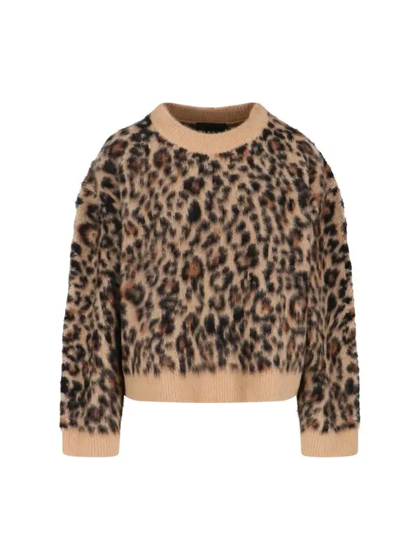 NILI LOTAN Leopard Print Cashmere-silk Sweater - Brown