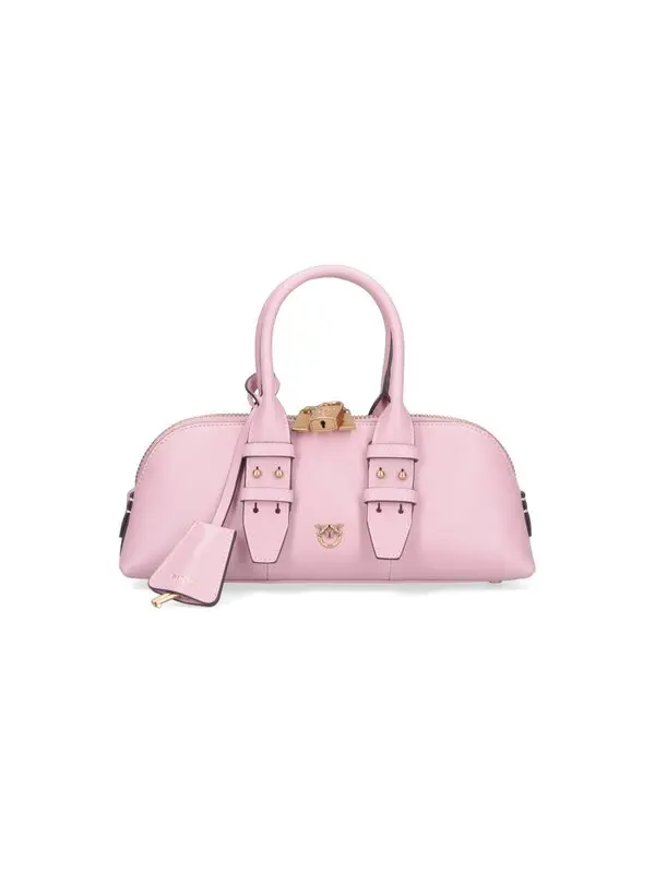 Pinko Structured 100% Leather Shoulder Bag - Pink