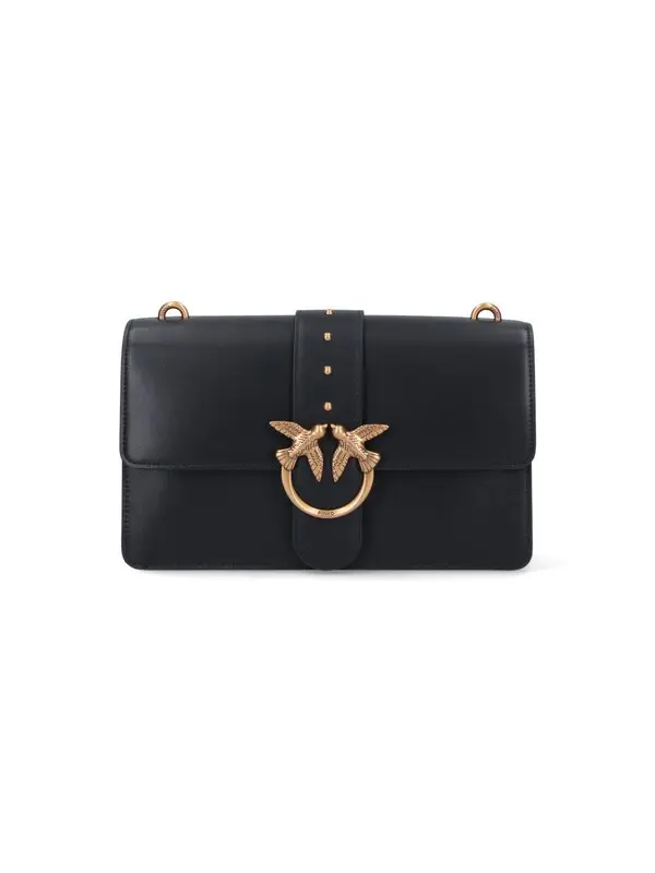 Pinko Leather Shoulder Bag With Gold Tone Detail - Black