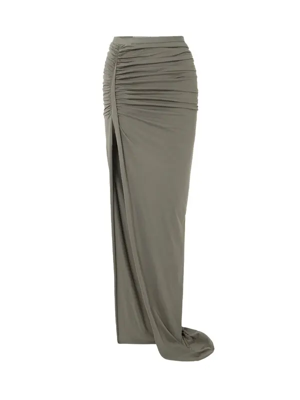 Rick Owens Ruched Draped Maxi Skirt - Grey