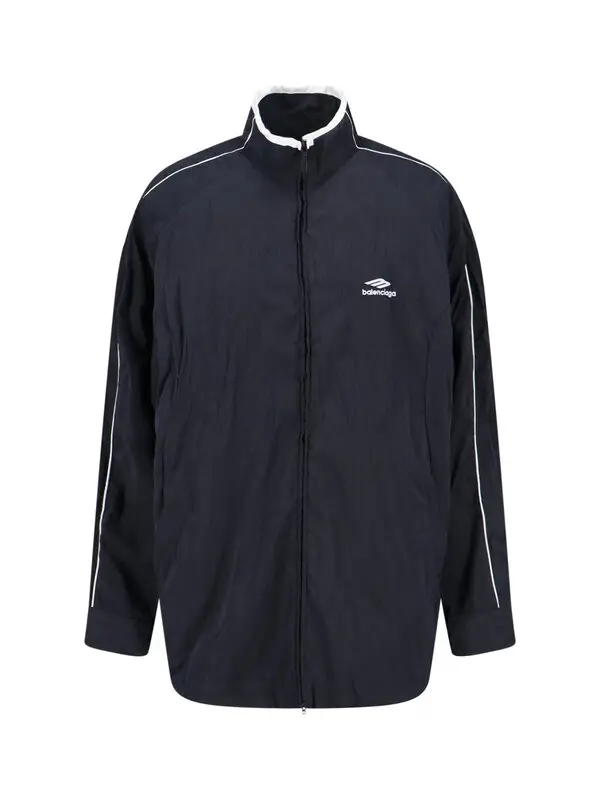 Balenciaga Zip-up Textured Track Jacket - Black