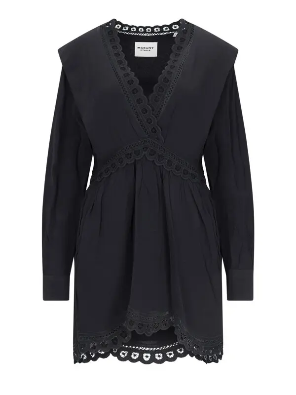 MARANT ETOILE Embroidered Viscose Mini Dress For