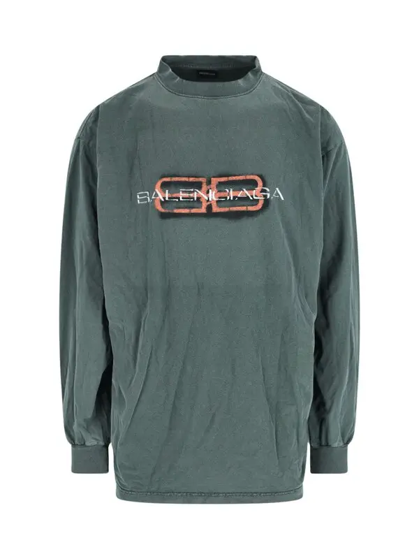 Balenciaga Oversized Graphic Print T-shirt - Green