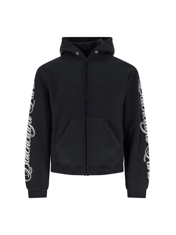 Balenciaga Zip-up Hoodie With Graphic Sleeve Detail