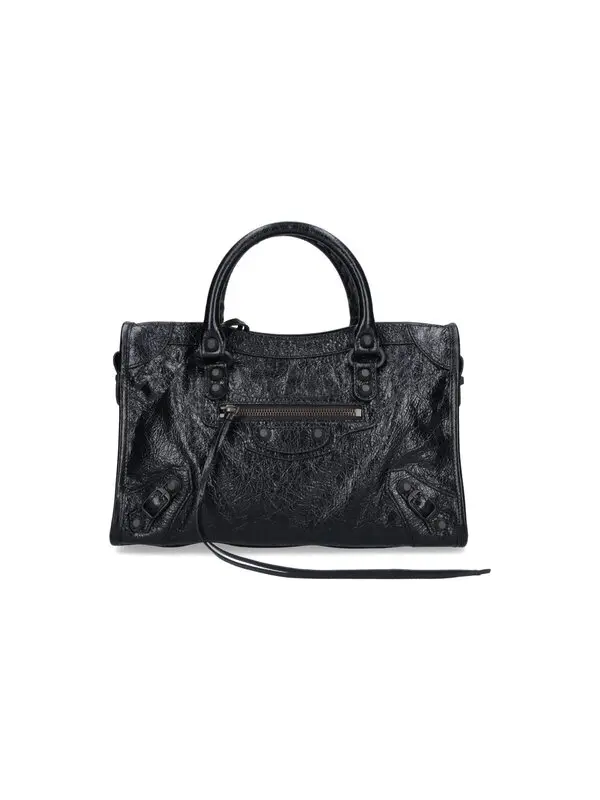 Balenciaga Lamb Leather Mini Bag With Plexiglass Detail - Black