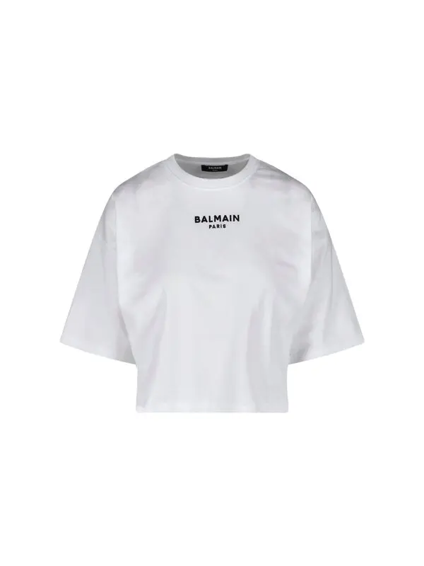 Balmain Oversized Cropped Logo T-shirt