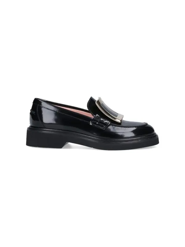 ROGER VIVIER Patent Leather Platform Loafers With Metal Bit Detail