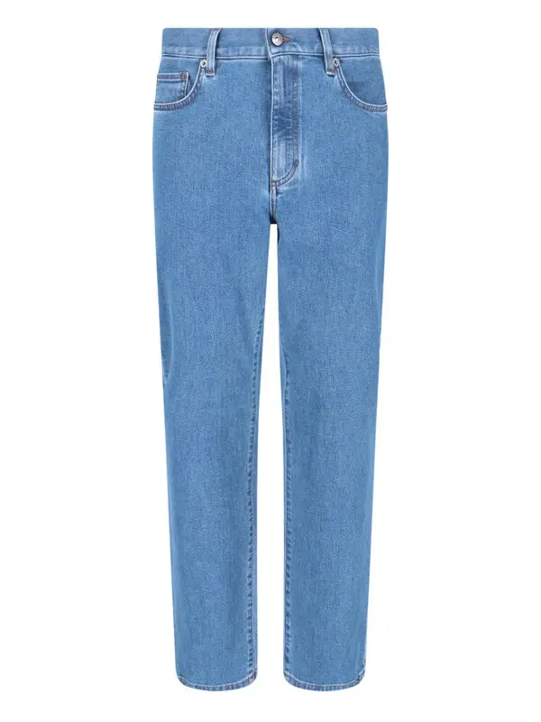 Zegna Cotton-lycra Jeans With Calf Leather Patch - Blue