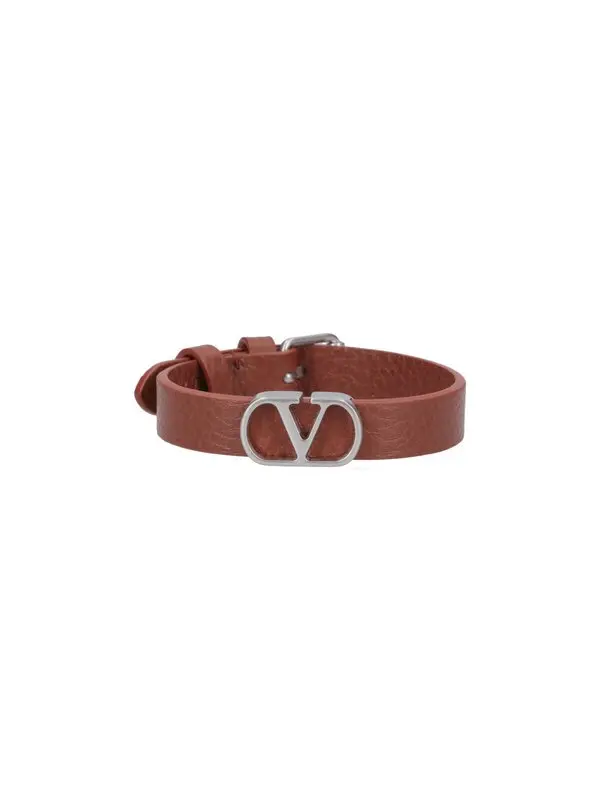 Valentino Garavani Brass 'v' Logo Bracelet - Brown
