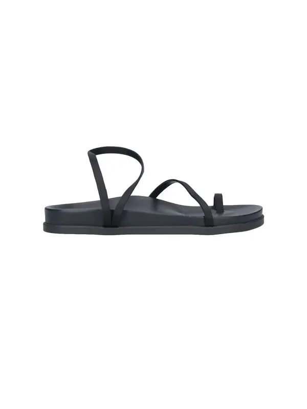 ANCIENT GREEKS SANDALS Flat Leather Sandals With Toe Loop And Wraparound Ankle Strap