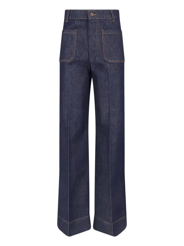 Victoria Beckham Tailored 100% Cotton Denim Jeans - Blue
