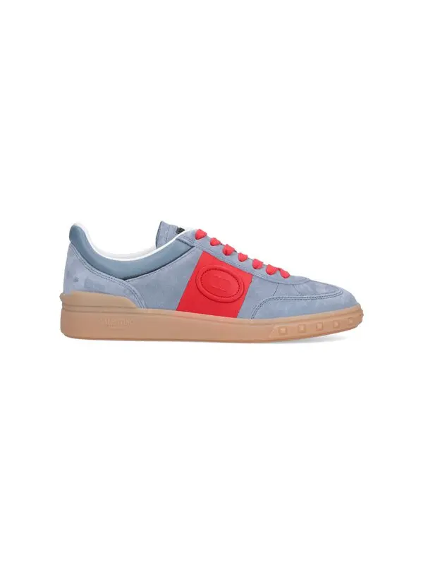 Valentino Garavani Calf Leather Lace Up Sneakers - Blue