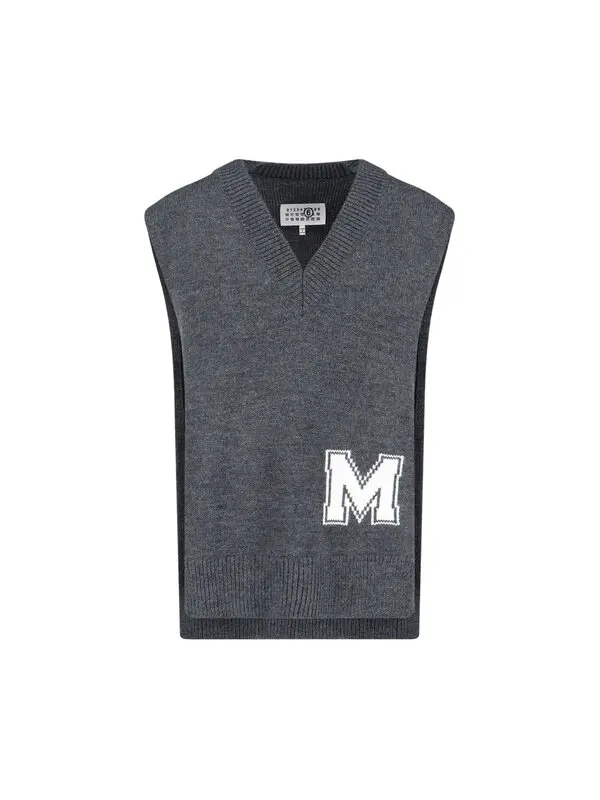 MAISON MARGIELA M" Applique V-neck Vest - Grey
