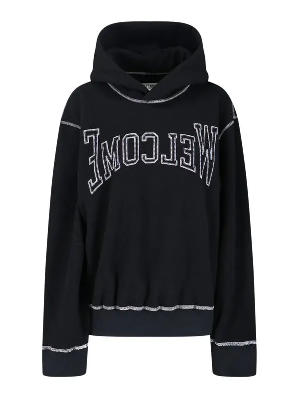 MAISON MARGIELA Polyester Hoodie With Contrast Stitching - Black