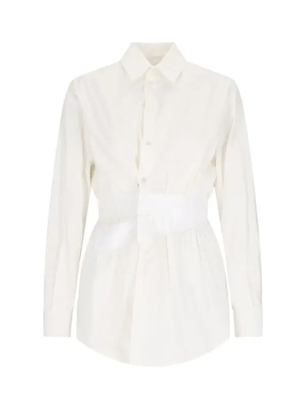 MAISON MARGIELA Cotton Shirt With Contrast Waistband - White