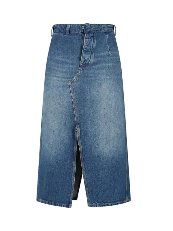 Victoria Beckham High-waist Denim Midi Skirt With Front Slit