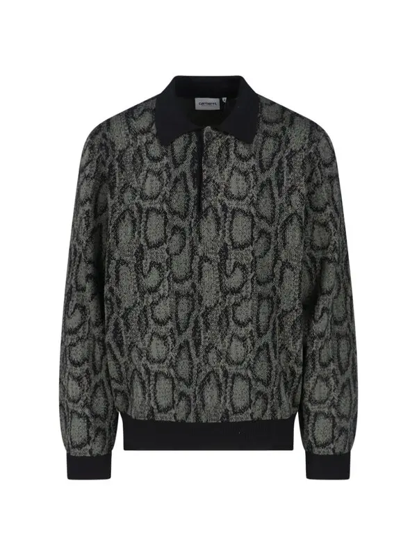 Carhartt Work In Progress Long Sleeve Jacquard Knit Polo Sweater