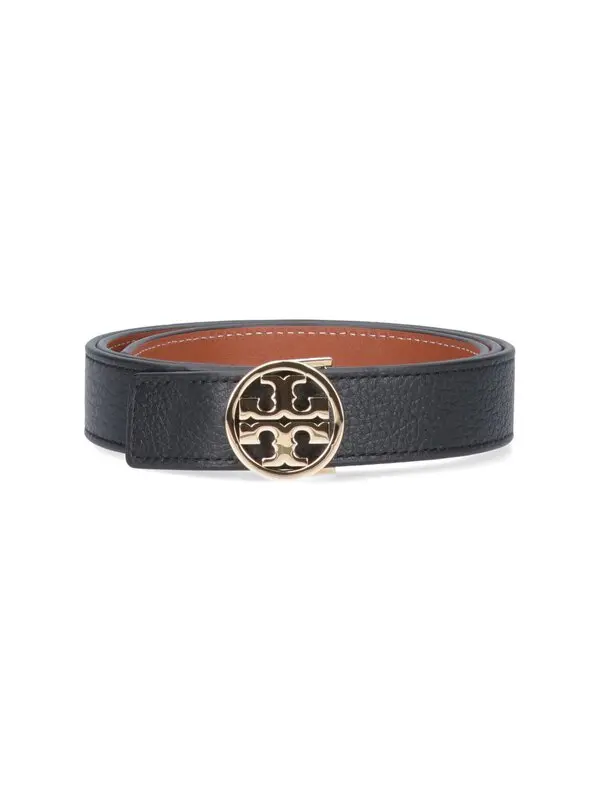 Tory Burch Leather Belt With Brass Hardware