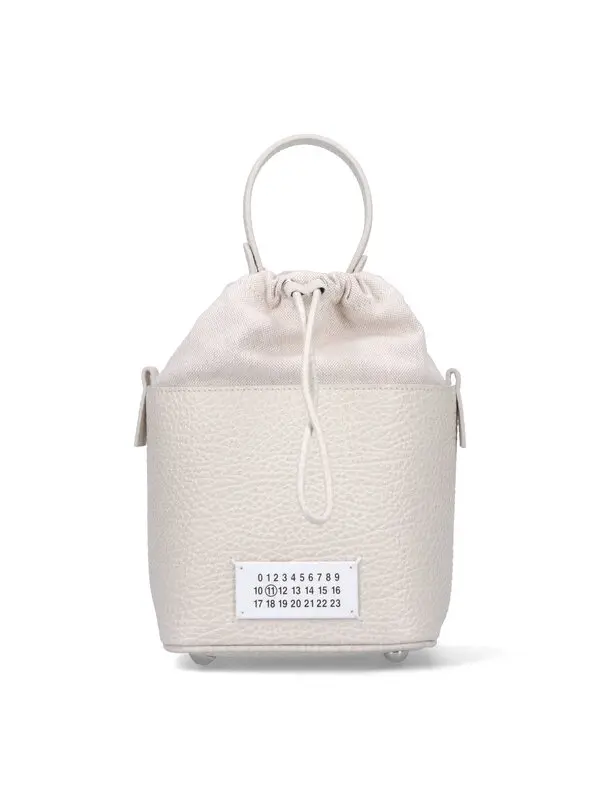 MAISON MARGIELA Grained Cow Leather Shoulder Bag With Drawstring - White
