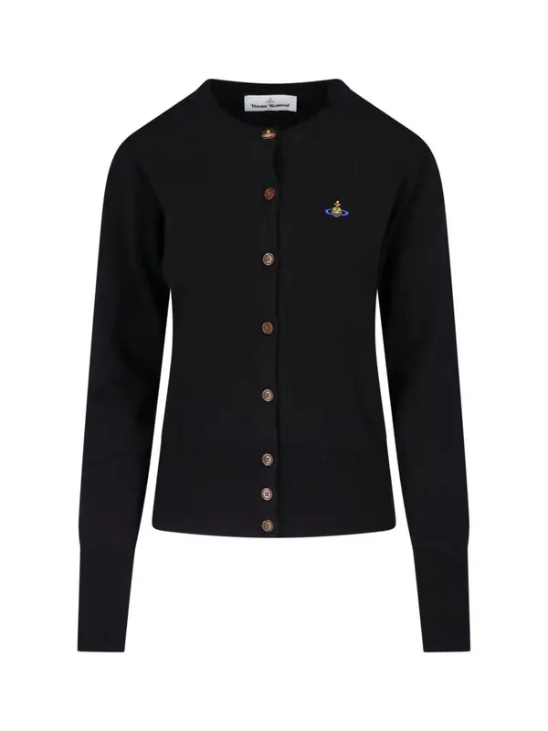 VIVIENNE WESTWOOD Cotton Cashmere Crew Neck Cardigan - Black