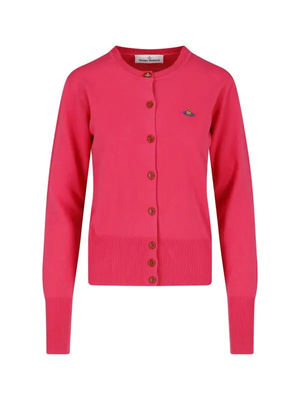VIVIENNE WESTWOOD Cotton Cashmere Crew Neck Cardigan - Pink