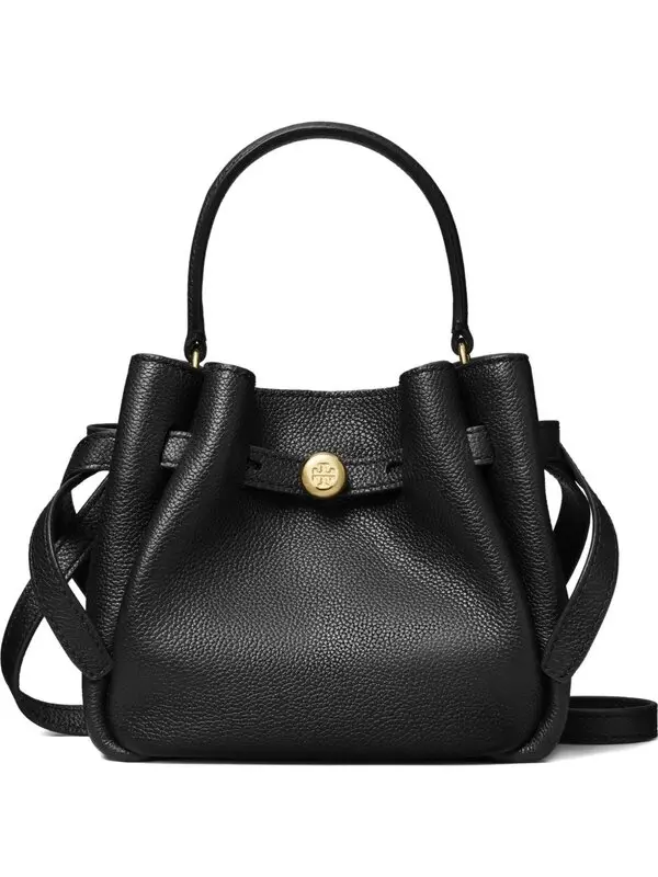 Tory Burch Mini Leather Bucket Handbag - Black