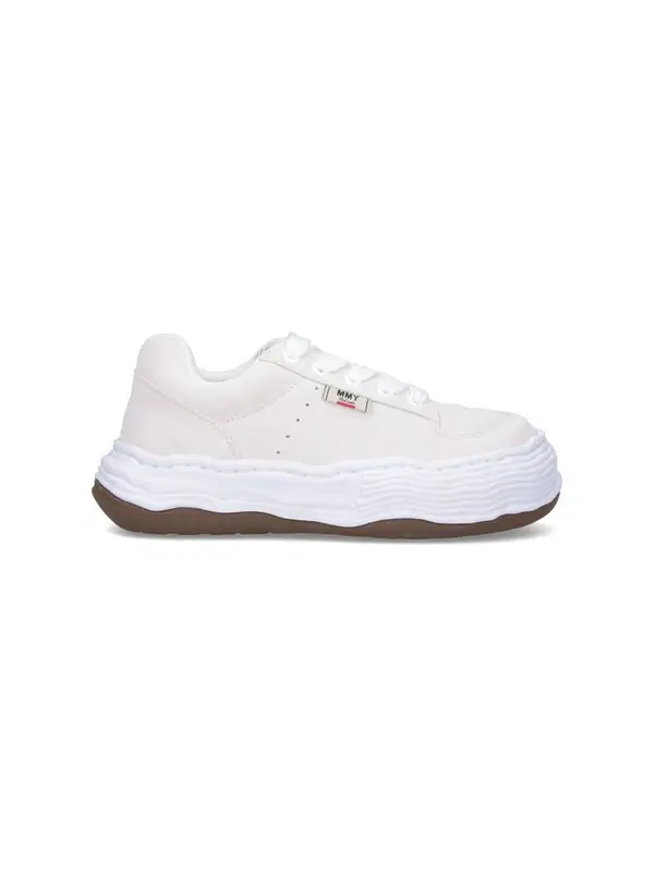 Mihara Yasuhiro Cow Leather Lace-up Sneakers With Rubber Sole - White