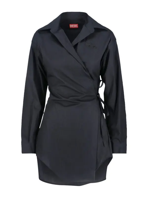 DIESEL® Cotton Stretch Wrap Mini Dress - Black