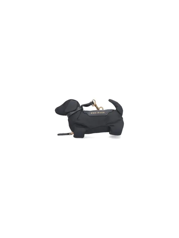 ANYA HINDMARCH Recycled Nylon & Leather Keychain - Black