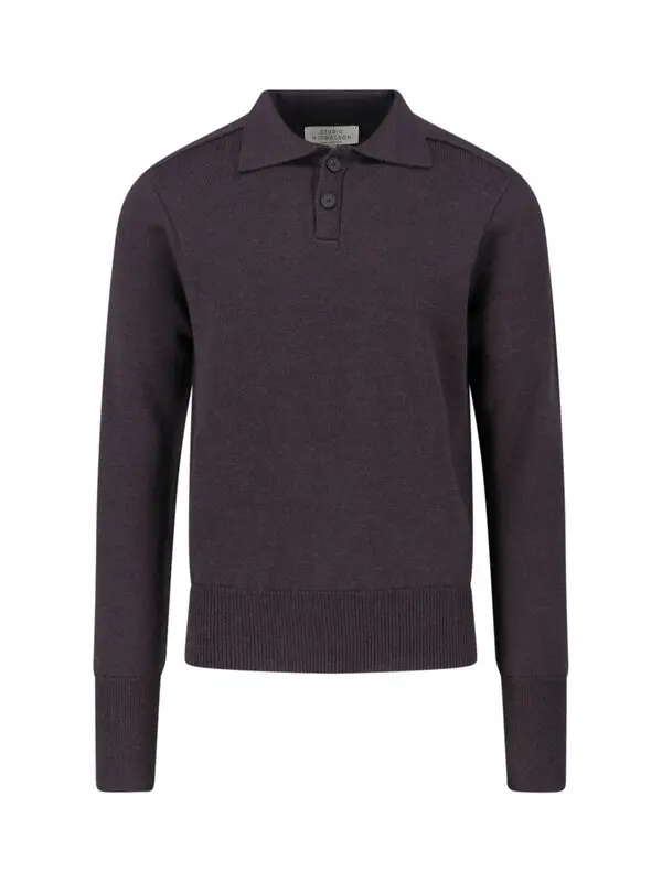 Studio Nicholson Long-sleeve Knit Polo Sweater