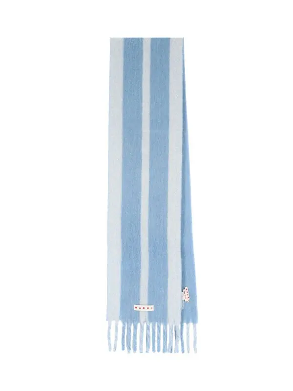 Marni Woven Scarf In Wool, Alpaca & Mohair - Blue