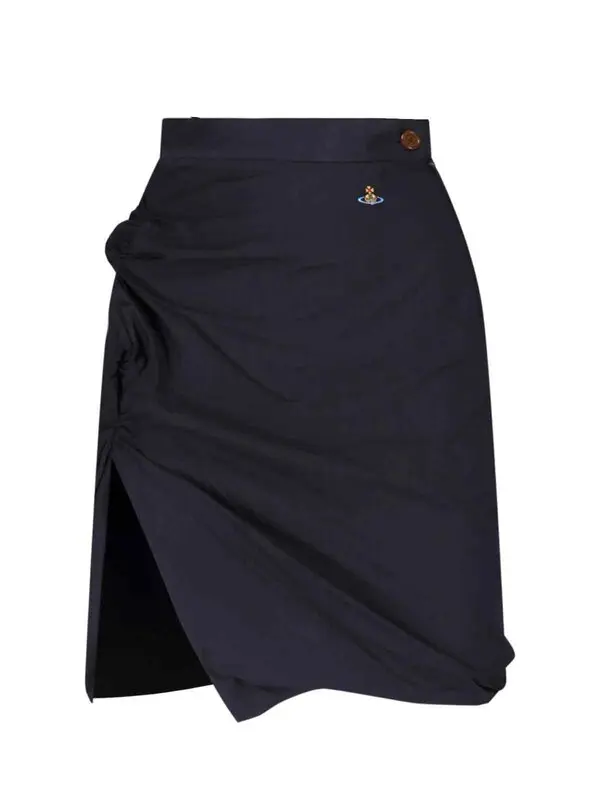 VIVIENNE WESTWOOD Asymmetrical Draped Wrap Midi Skirt - Black